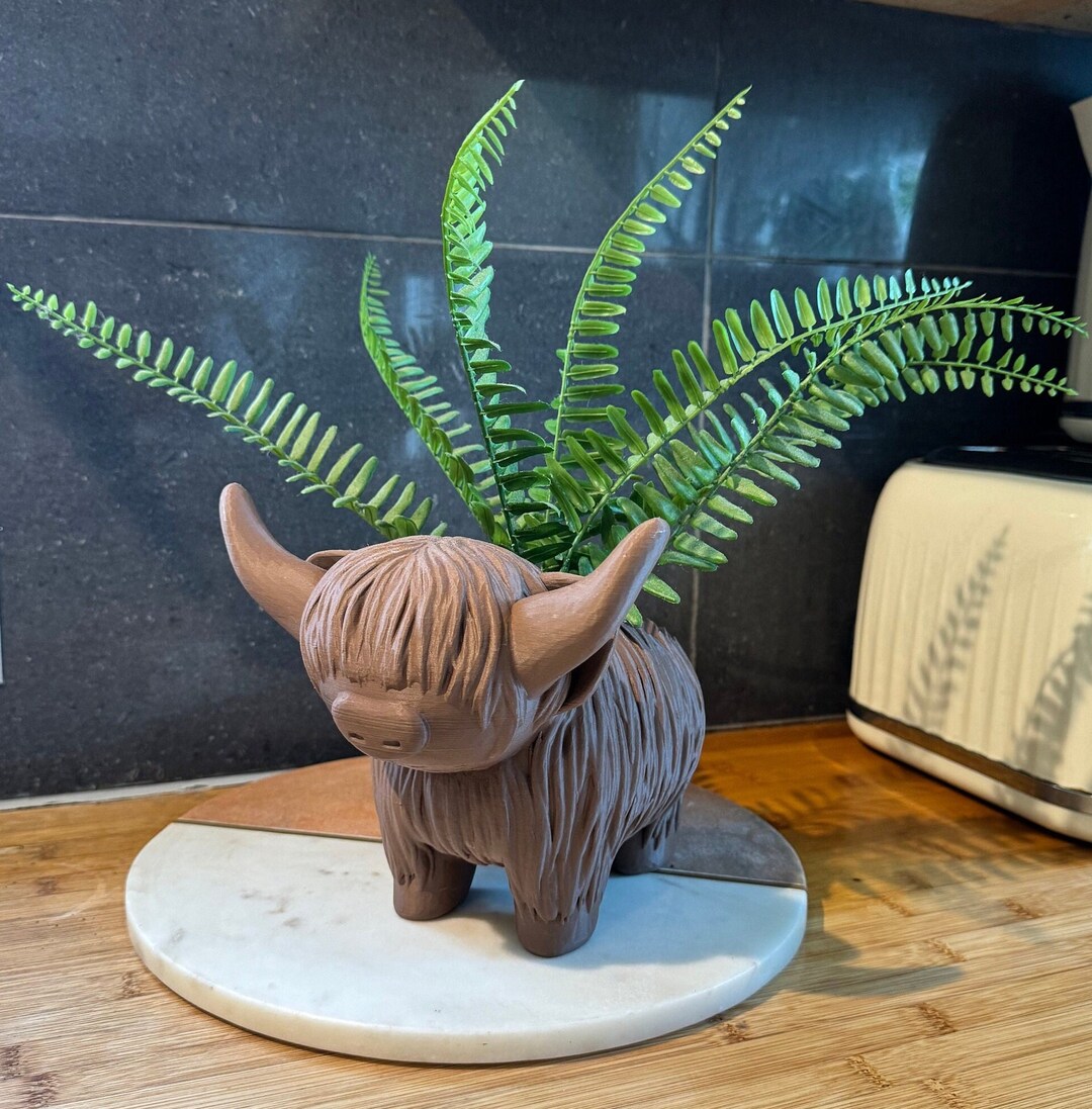 Highland Cow Plant Pot 3d Printed Planter - Etsy