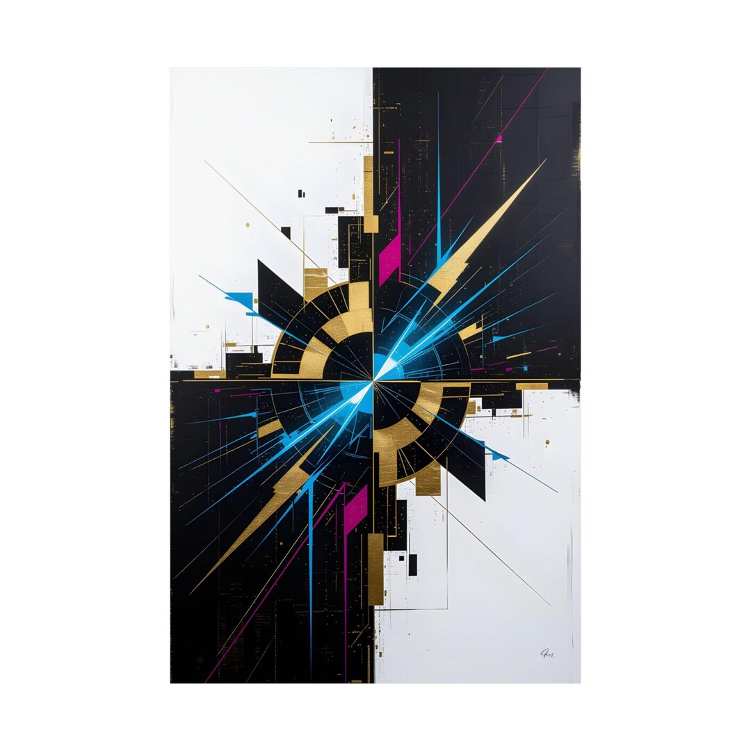 Geometric Burst Abstract Satin Poster: Minimalist Wall Decor - Etsy