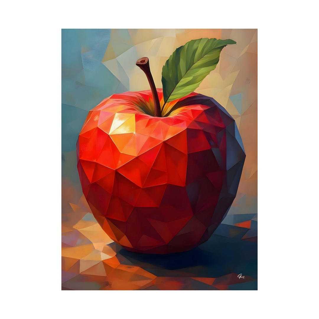 Geometric Apple Art Print: Modern Kitchen Wall Decor - Etsy