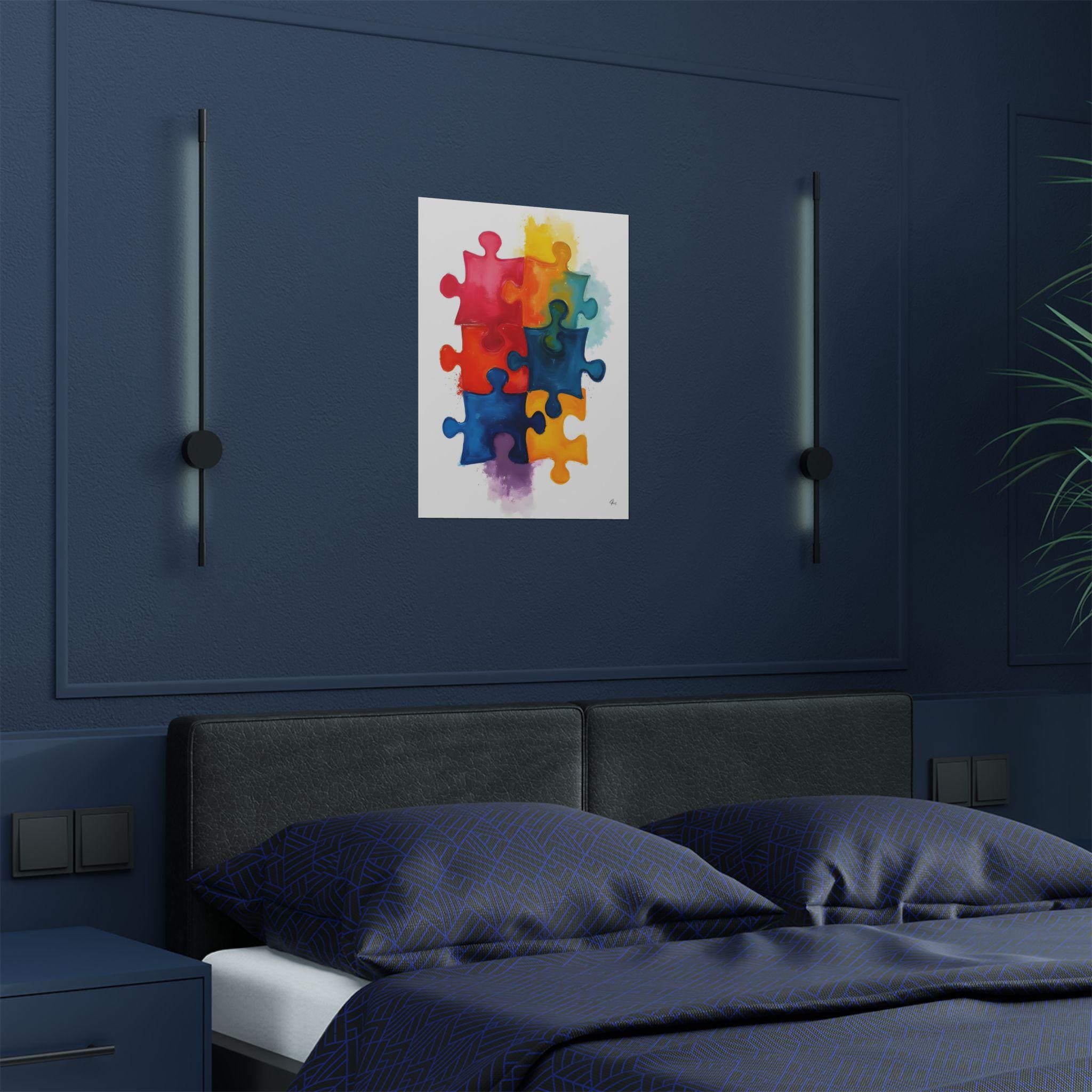 Puzzle Pieces Satin Poster: Colorful Wall Art, Autism Awareness - Etsy