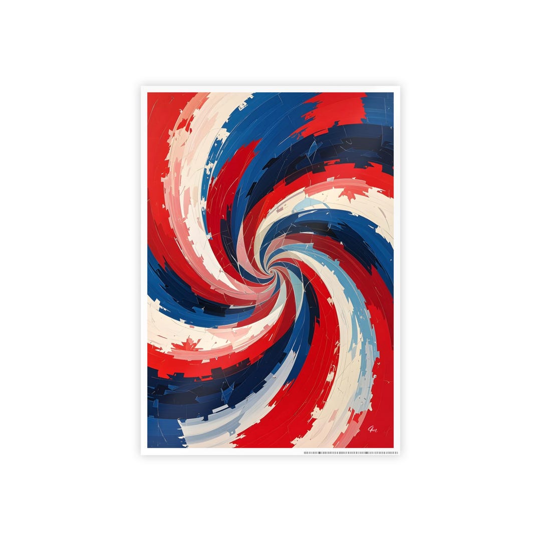 Red White and Blue Swirl Art Print: Patriotic Abstract Poster - Etsy
