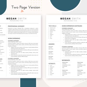 2026 Modern Professional Resume Template • 1 and 2 Page CV With Cover ...