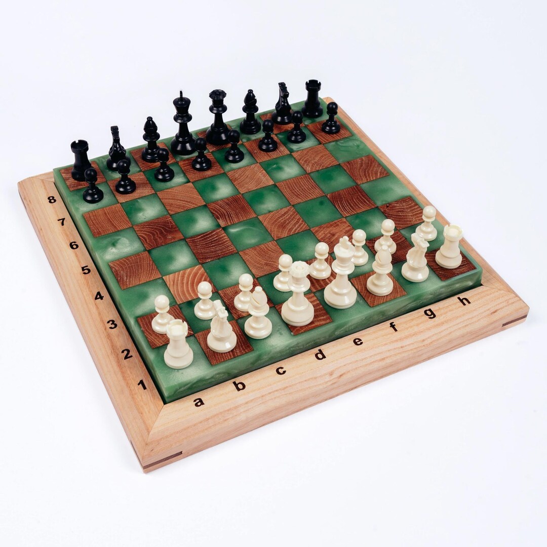 Custom Ash Wood Epoxy Resin Chess Board, Handmade Wooden Chessboard ...