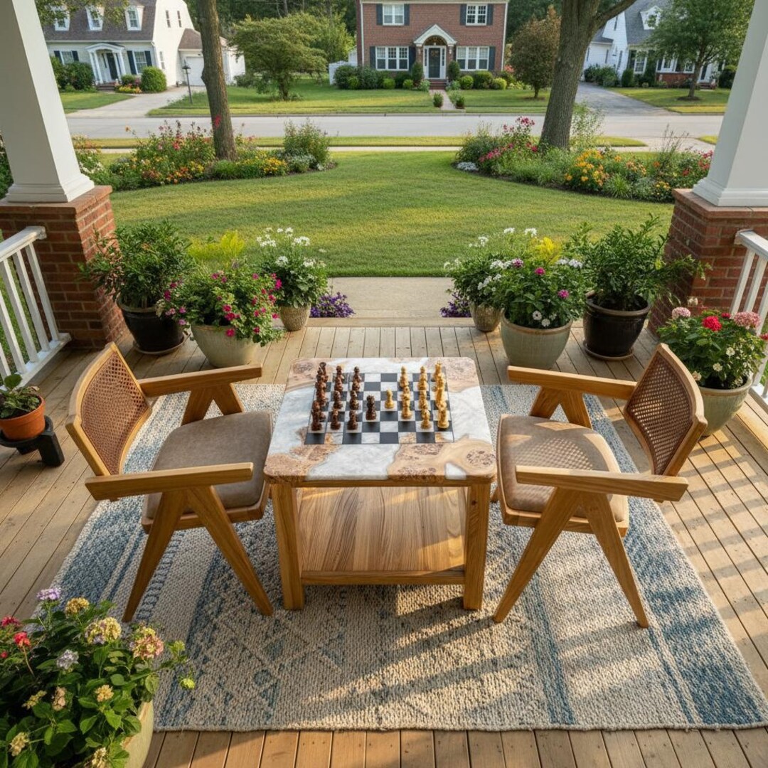 Handmade Chess Table, Burl Maple Chess Table, Luxury Epoxy Resin Chess ...