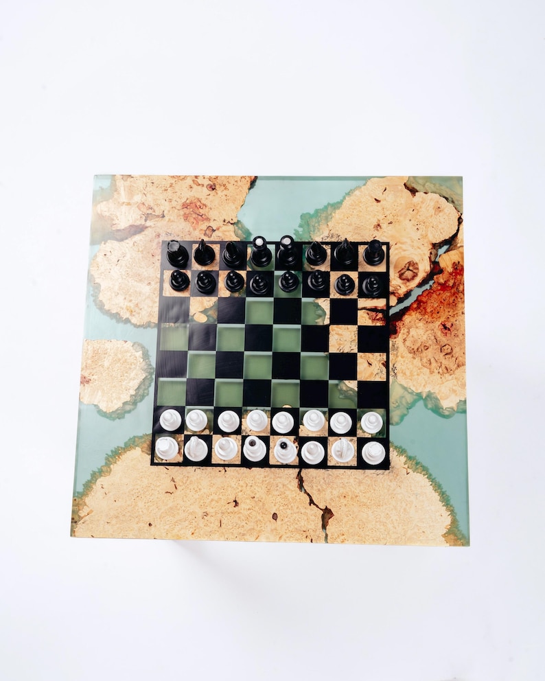 Handmade Chess Table, Burl Maple Chess Table, Luxury Epoxy Resin Chess ...