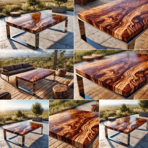 Unique Wooden Table, Epoxy Dining Room Table, Handmade Square Legs ...