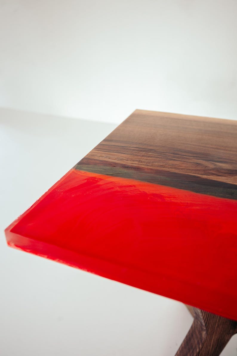 Accent Living Room Epoxy Table, Modern Resin Rectangle Table, Wooden ...
