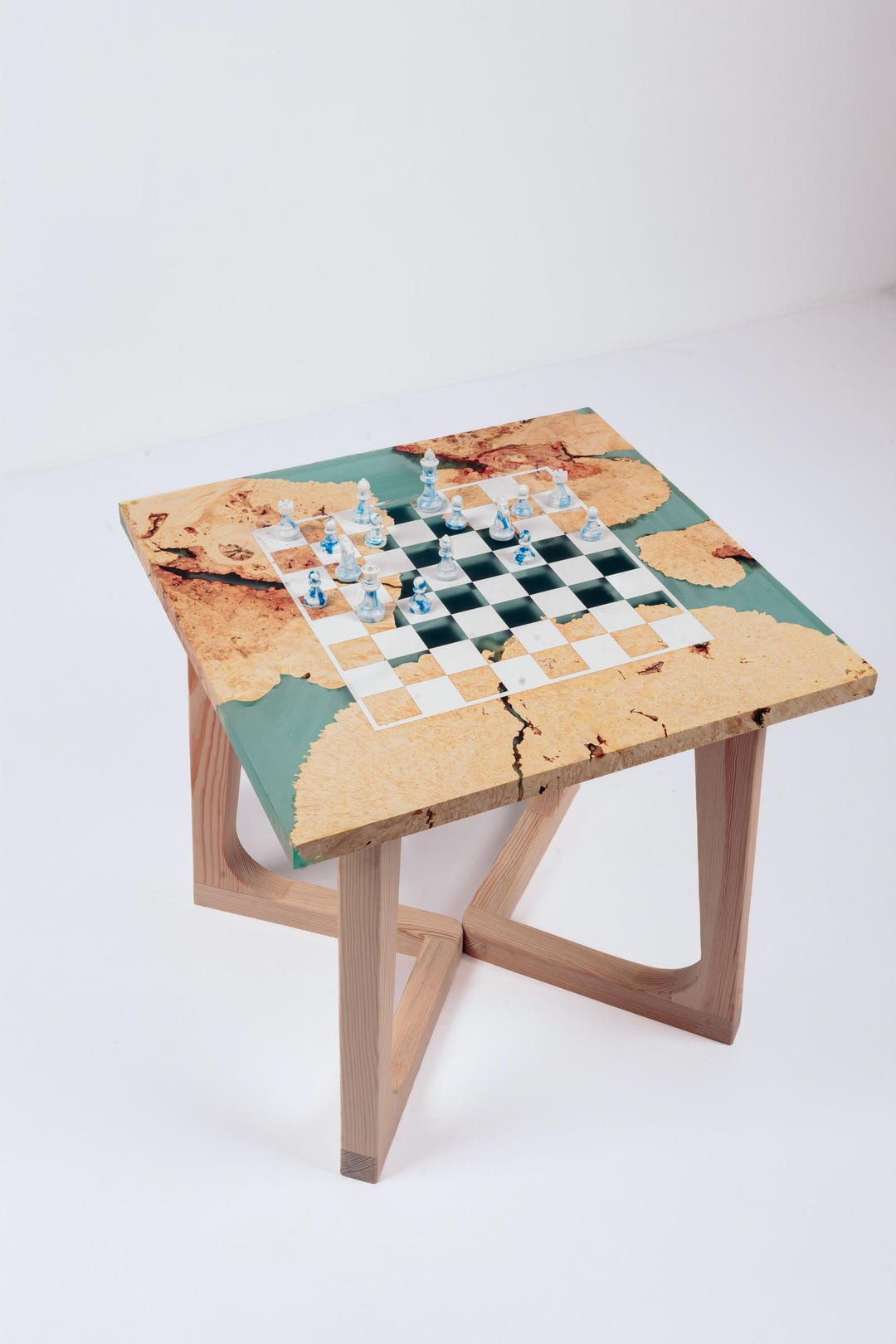 Handmade Epoxy Resin Chess Table, Unique Luxury Chess Set, Fathers Day ...