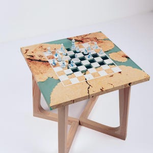 Maple Wood Chess Game Table, Police Retirement Gift, Epoxy Resin Chess ...