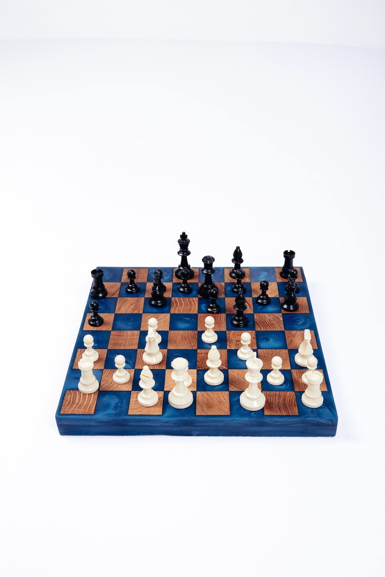 Luxury Ash Wood Chess Set, Epoxy Resin and Wood Chess Board, Birthday ...
