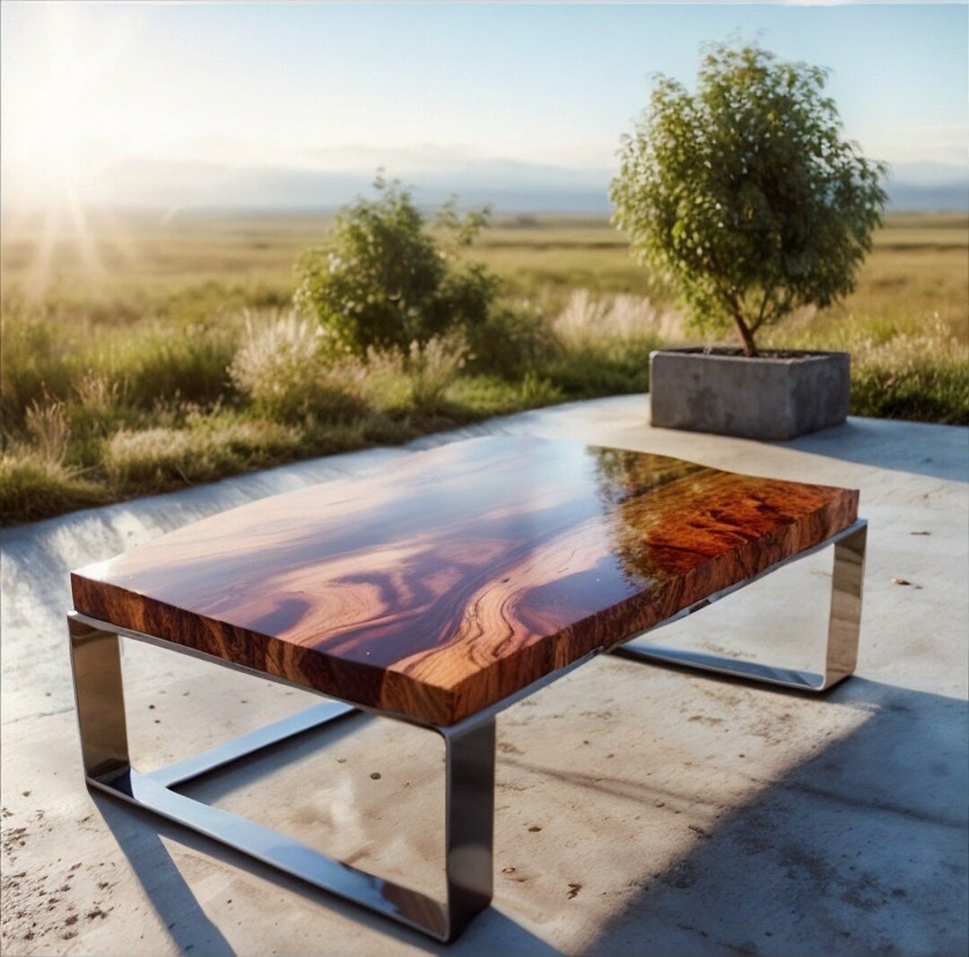 Unique Wooden Table, Epoxy Dining Room Table, Handmade Square Legs ...