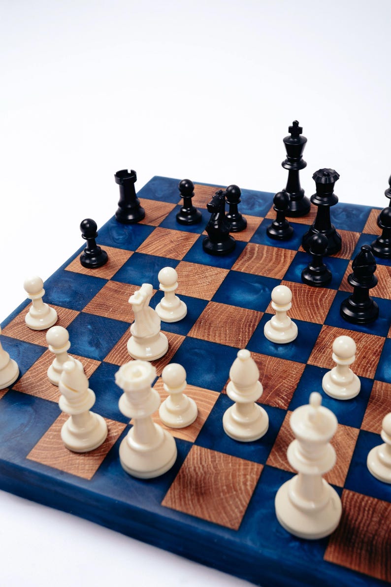 Luxury Ash Wood Chess Set, Epoxy Resin and Wood Chess Board, Birthday ...
