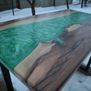 Computer Desk From Solid Wood Walnut With Resin Epoxy, Pc Desk River ...