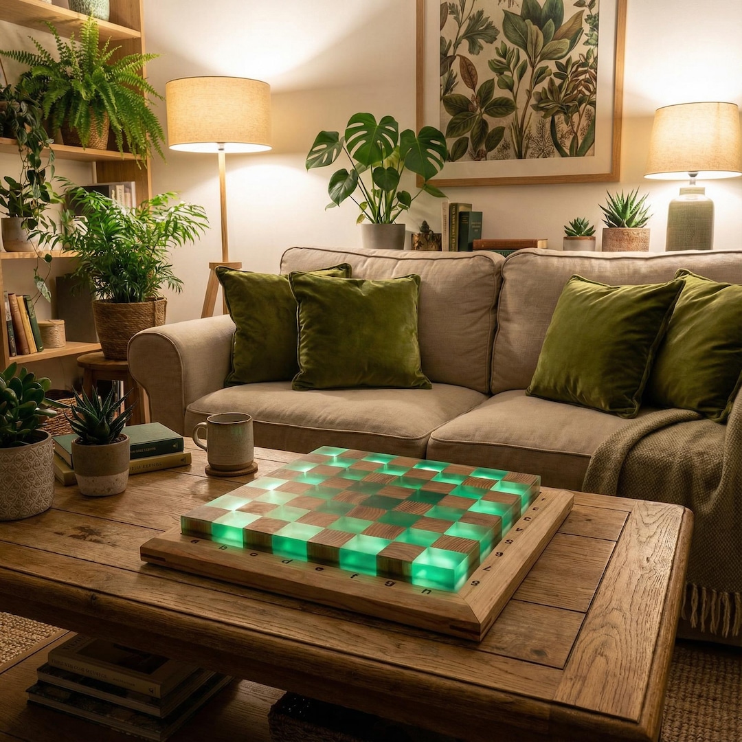 Custom Epoxy Chess Board Set, Handmade Ash Wood and Epoxy Chess Board ...