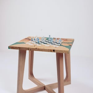 Maple Wood Chess Game Table, Police Retirement Gift, Epoxy Resin Chess ...