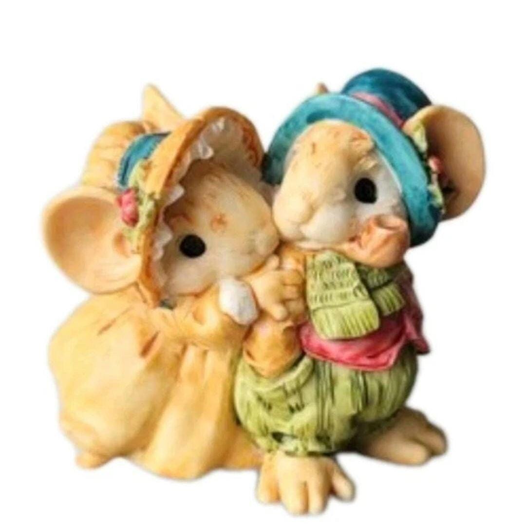 Vintage Ganz Little Cheesers 1991 Mouse Couple Figurine Christmas Kiss ...