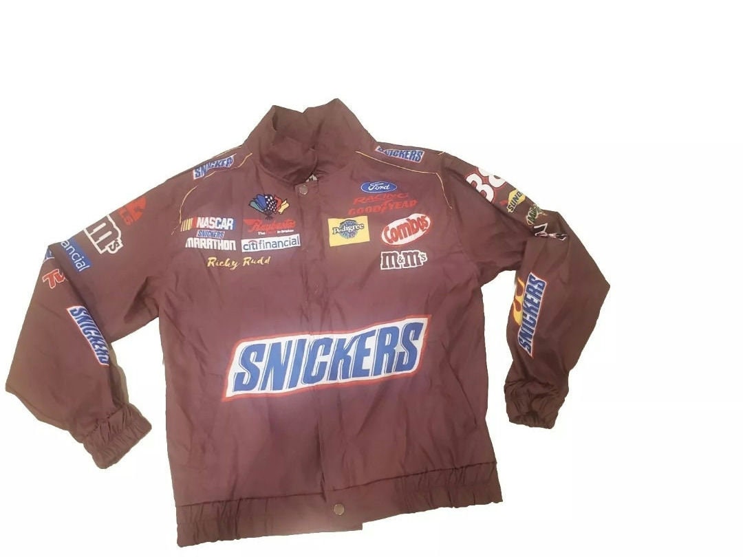 Vintage Snickers Nascar Ford Racing Ricky Rudd Bomber Jacket Men's Size ...