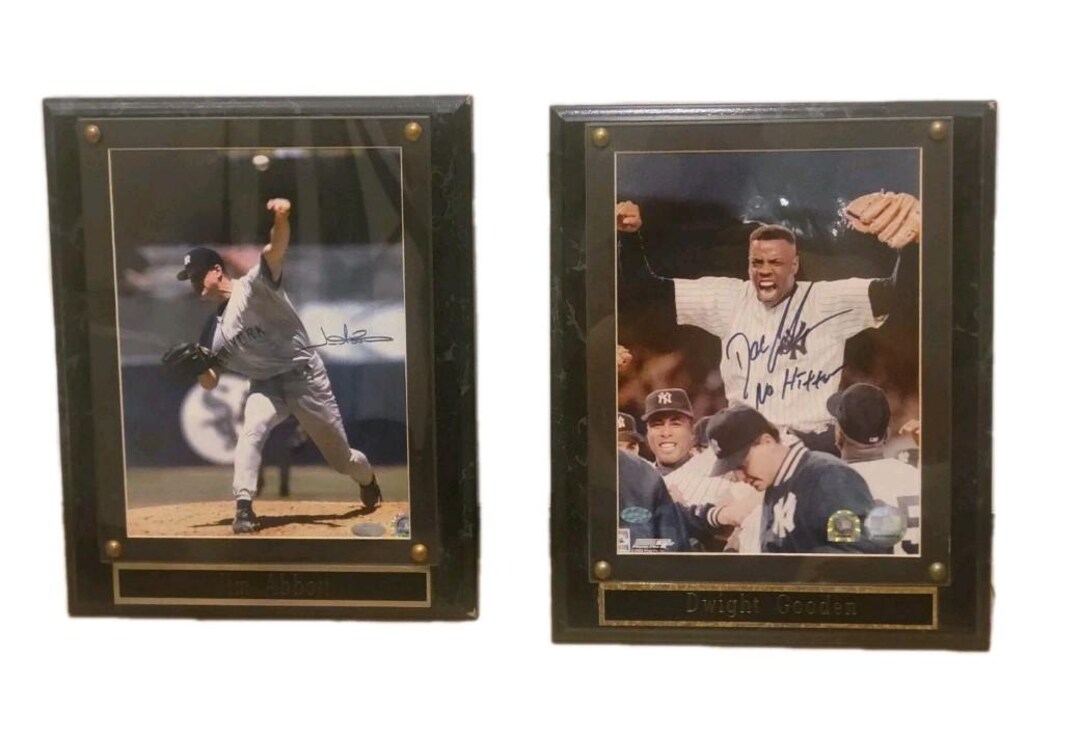 Dwight Doc Gooden & Jim Abbott Auto Signed 8x10 Plaques Yankees No ...