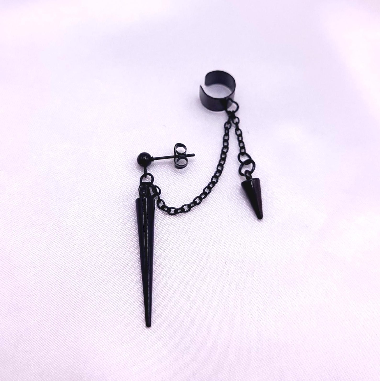 Goth Punk DPR Ian Inspired Spike Earring With Cuff, Hypoallergenic - Etsy