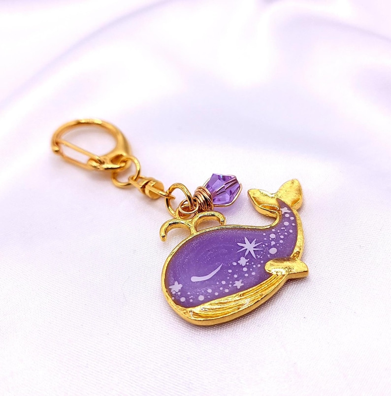 Purple and Gold Whale Keychain, KPOP Keychain - Etsy