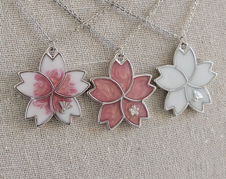 Japanese Silver Sakura Cherry Blossom Pendant Hypoallergenic | Etsy