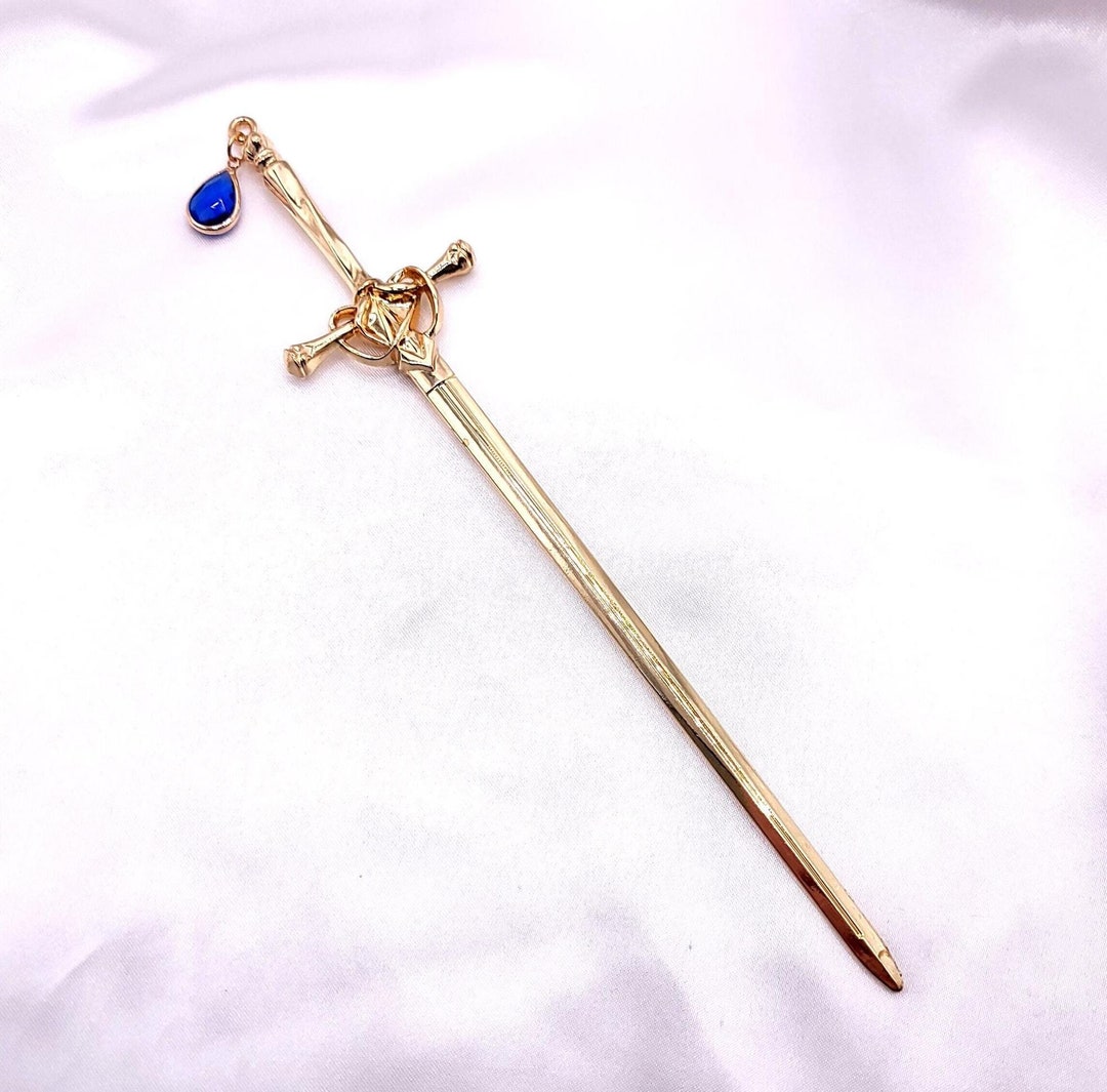 Gold Sword Hair Stick With Jewel, Long Hair Accessory - Etsy