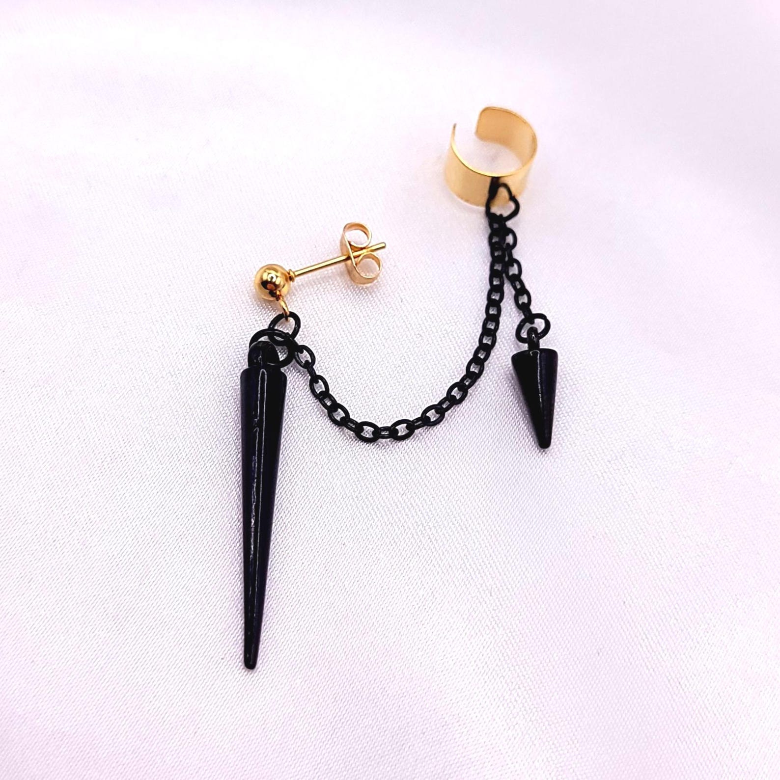 Goth Punk DPR Ian Inspired Spike Earring With Cuff, Hypoallergenic - Etsy