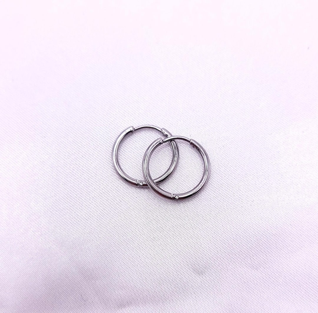 Punk Goth Silver Steel Hoop Earring, 16mm Diameter, Hypoallergenic ...