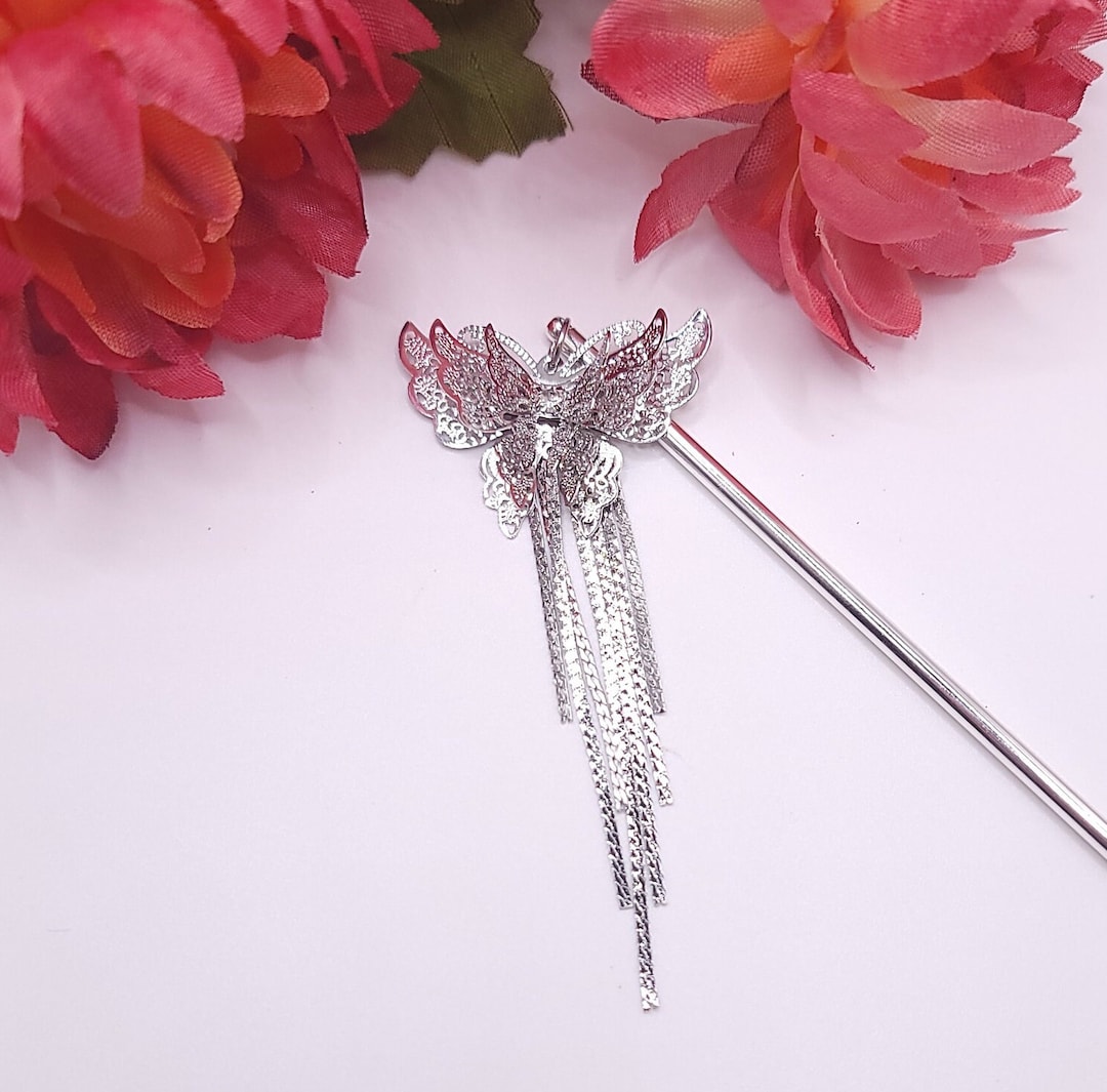 Heaven Official's Blessing Hair Stick, Silver Butterfly, Hair ...
