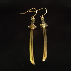 Gold Katana Sword Earrings, Hypoallergenic, Non-pierced Option ...