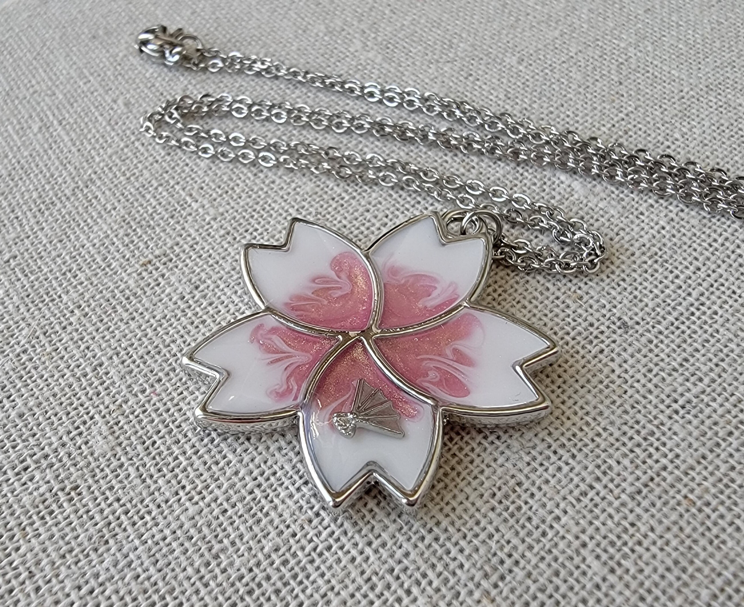 Japanese Silver Sakura Cherry Blossom Pendant Hypoallergenic | Etsy