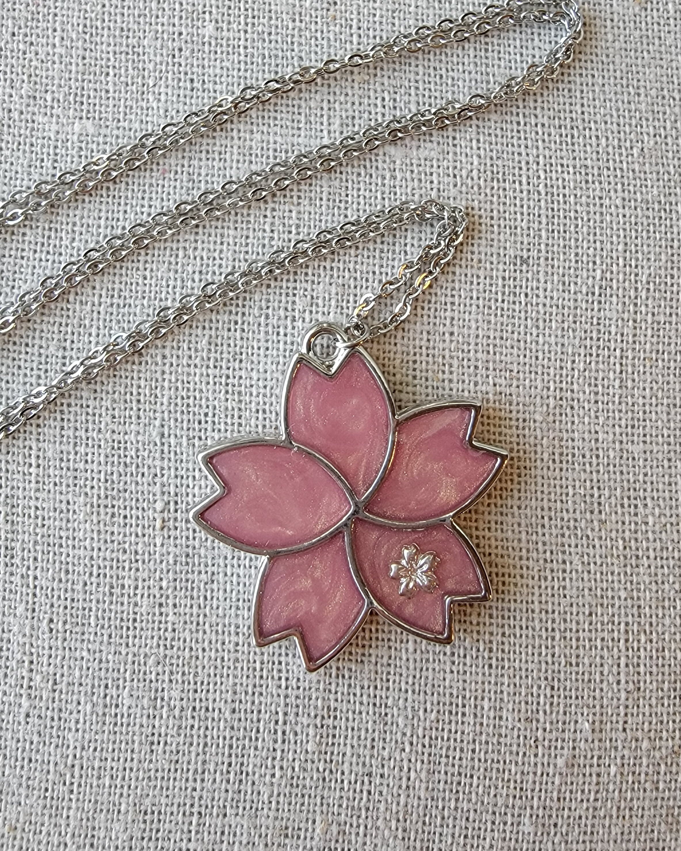 Japanese Silver Sakura Cherry Blossom Pendant Hypoallergenic | Etsy