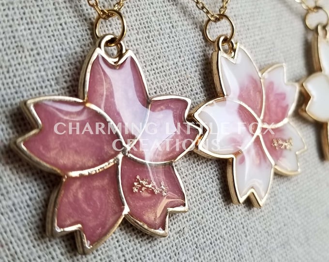 Japanese Golden Sakura Cherry Blossom Pendant Hypoallergenic | Etsy