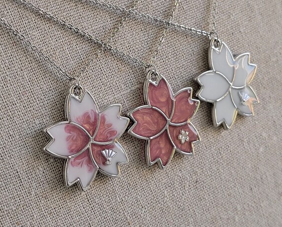 Japanese Silver Sakura Cherry Blossom Pendant Hypoallergenic | Etsy