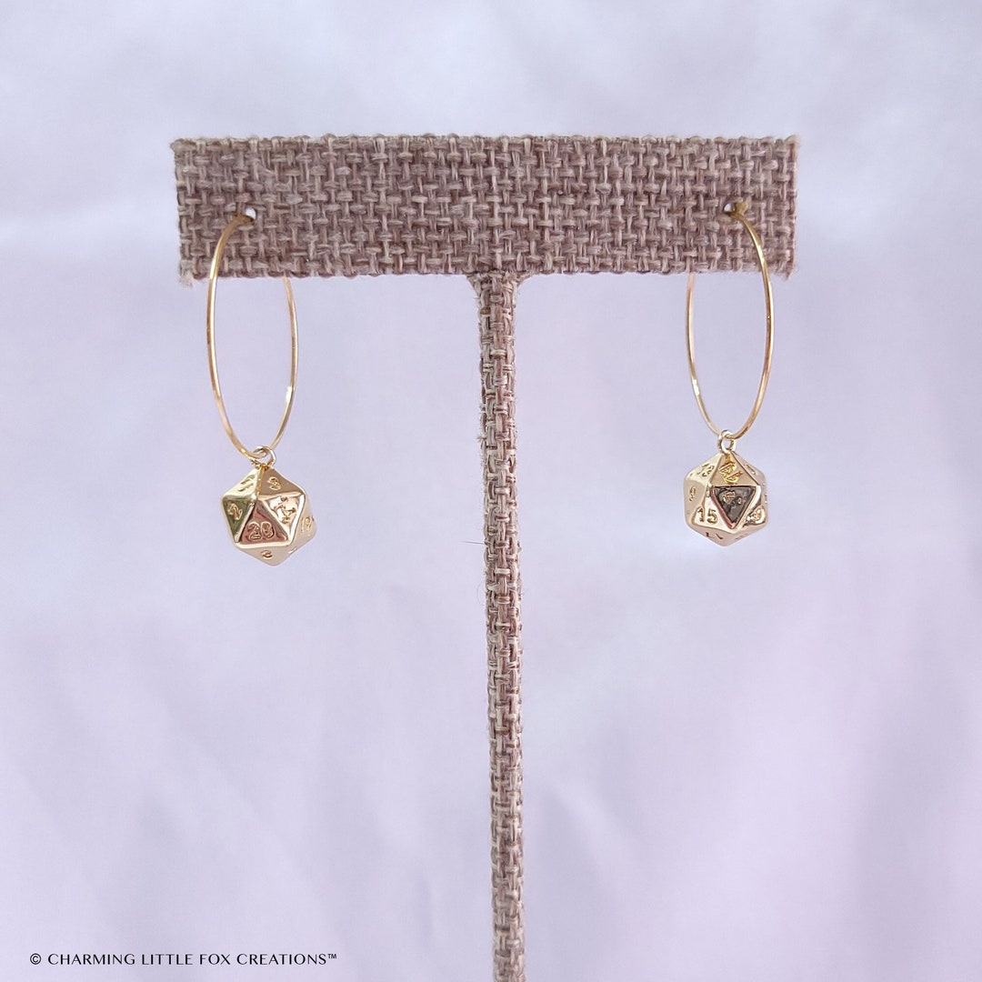Thin Delicate Gold Hoop Dice Earrings, Hypoallergenic 18k Plated 1 ...