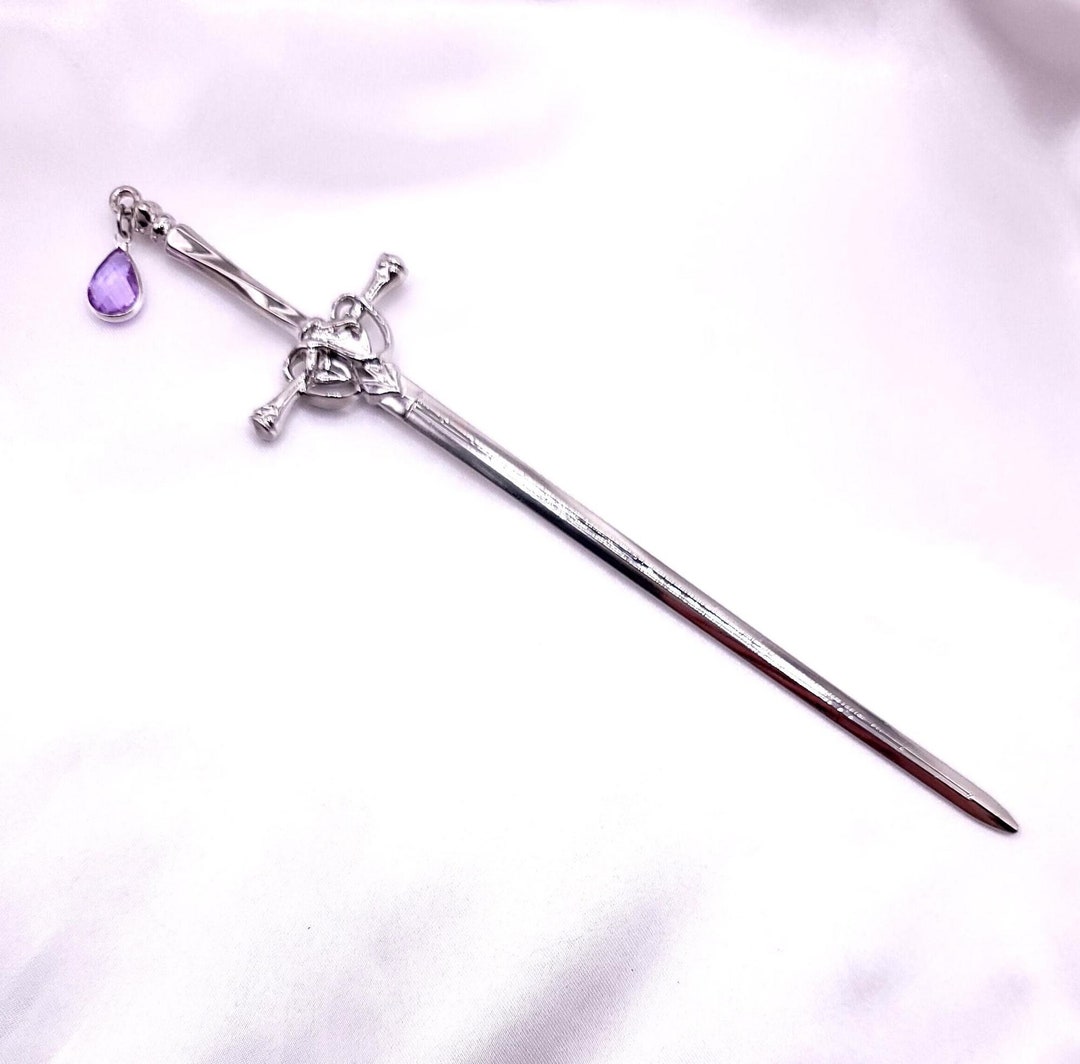 Silver Long Sword Style Hair Stick, 9 Inch, for Thick Hair - Etsy