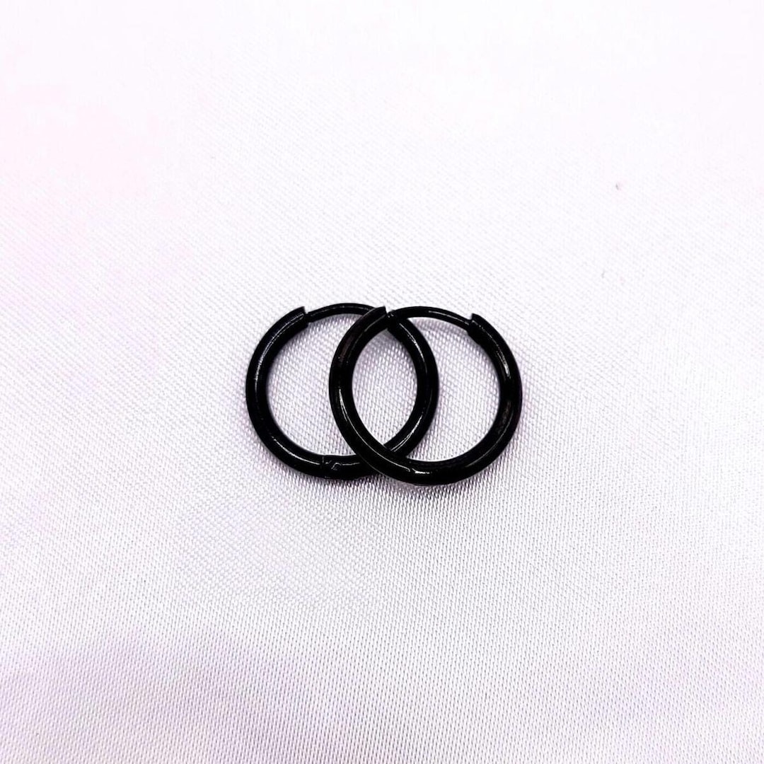 Punk Goth Black Steel Hoop Earring, JK LARGE, 20mm Diameter ...