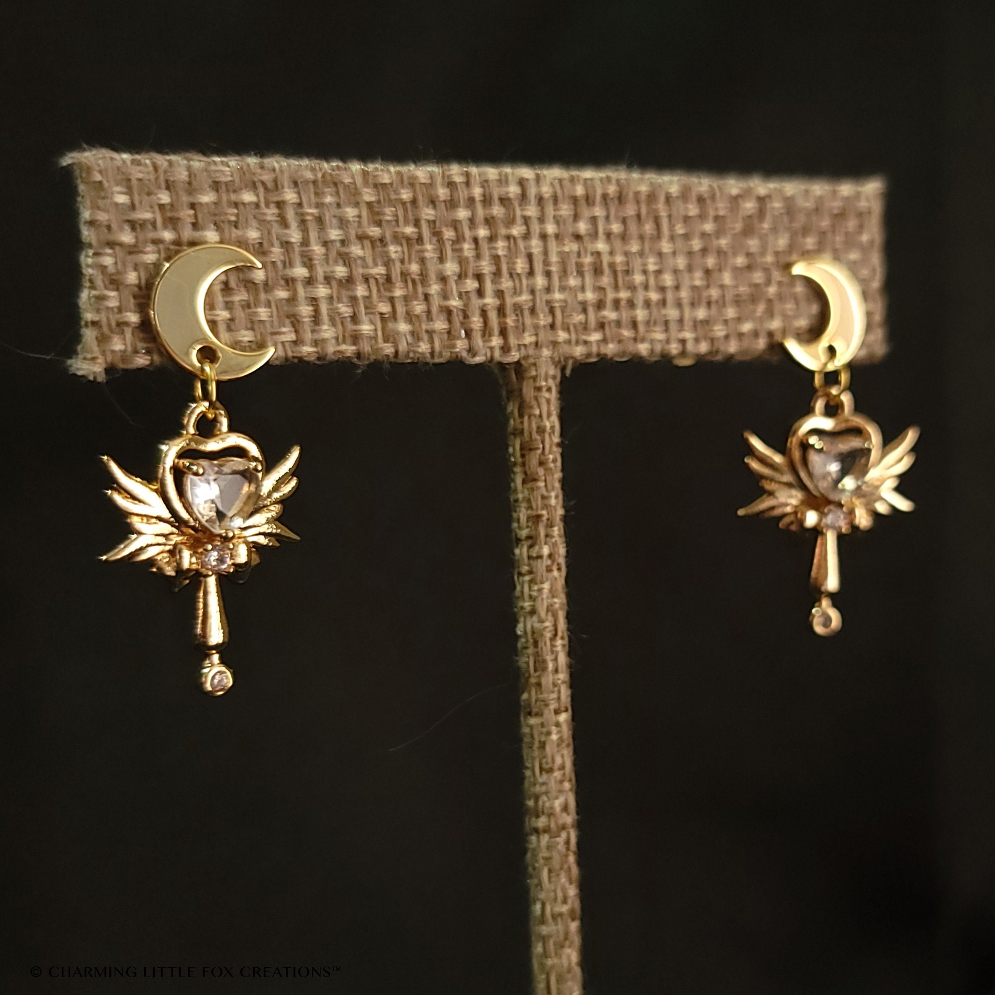 Gold Magical Girl Earring, 18k Gold Plated Brass Crescent Moon Post - Etsy