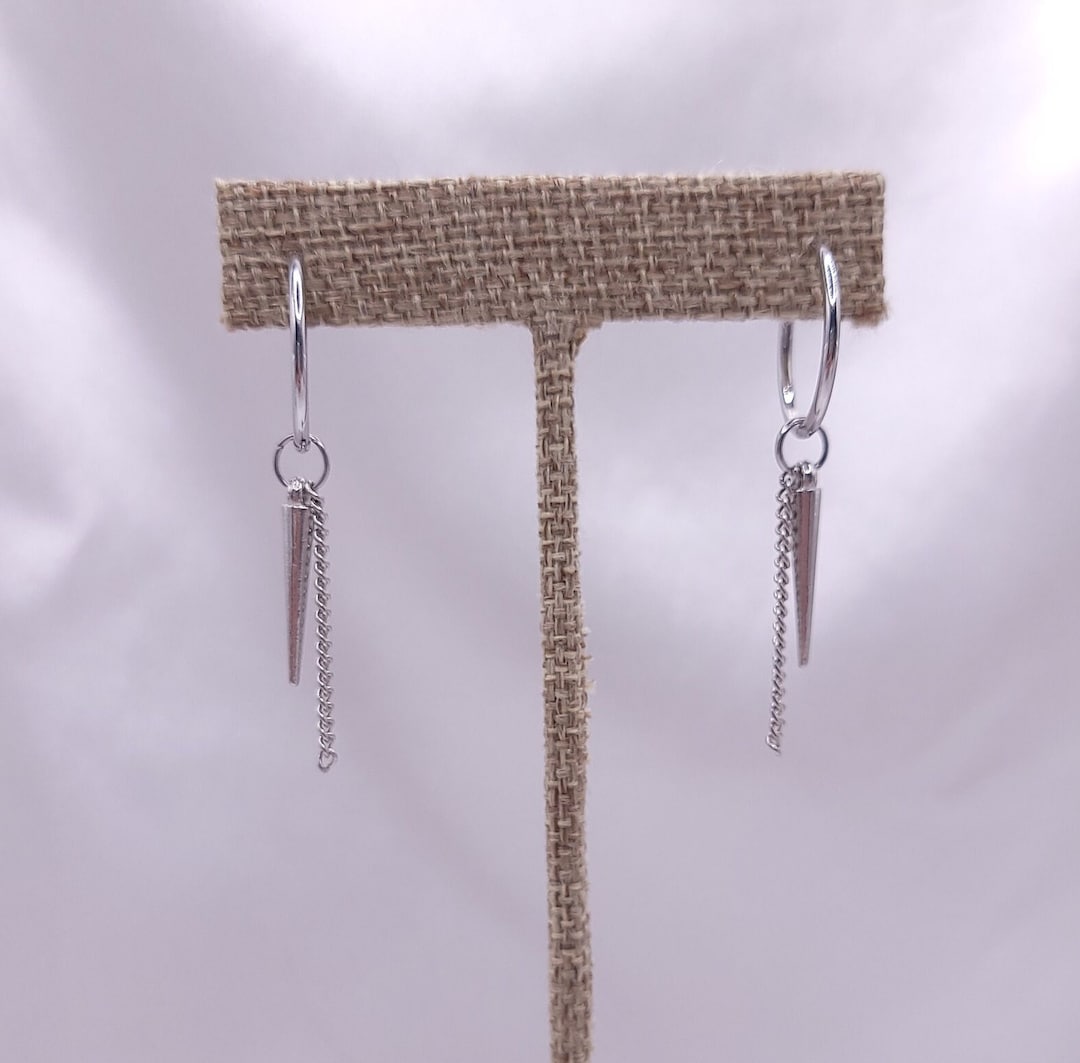 BTS V Taehyung Inspired Silver Spike Hoop, VO DNA, Hypoallergenic, Non ...