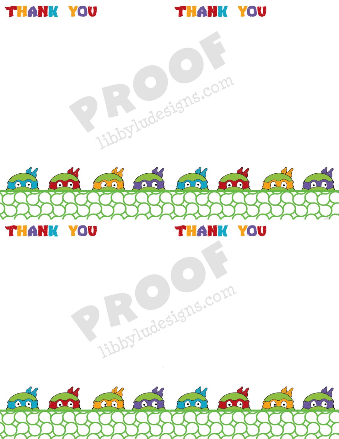 Ninja Turtles Thank You Note- - Digial File, Print Yourself - Teenage ...