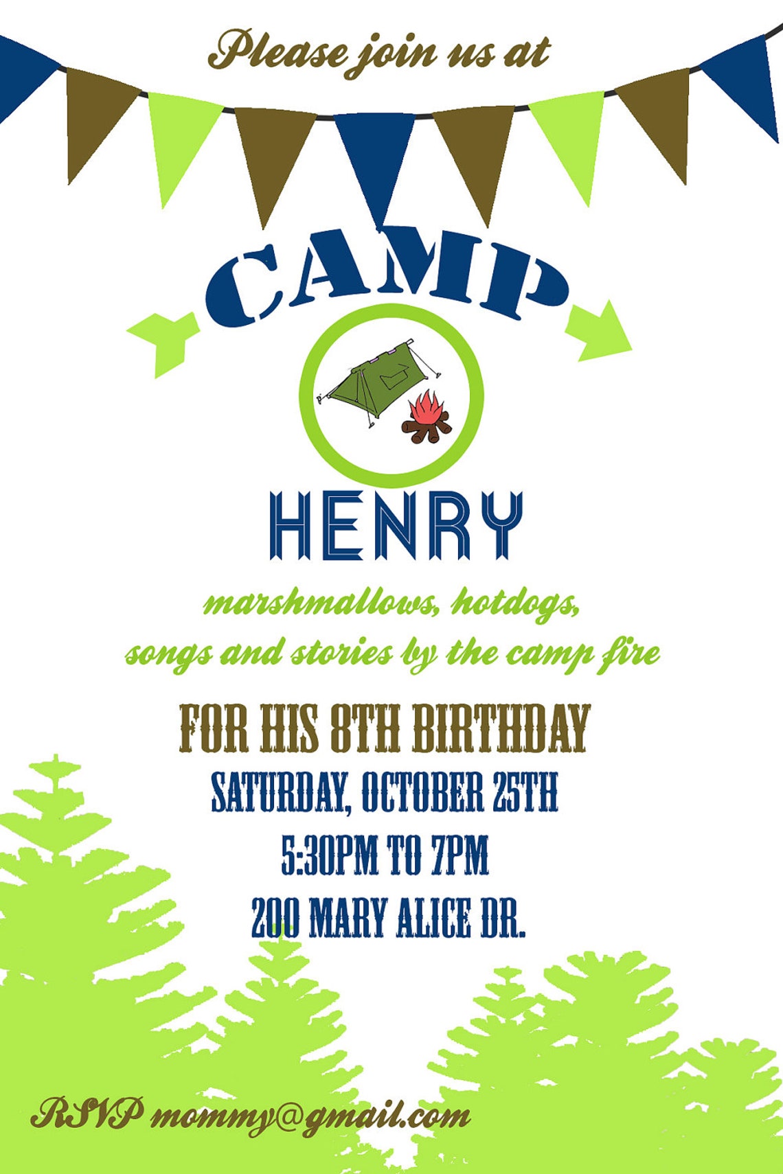 Camping Party Invitation Camping Birthday Invitation Digial - Etsy