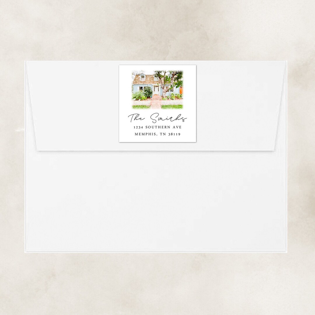 Watercolor Home Return Address Labels - Family Address Labels - Square ...