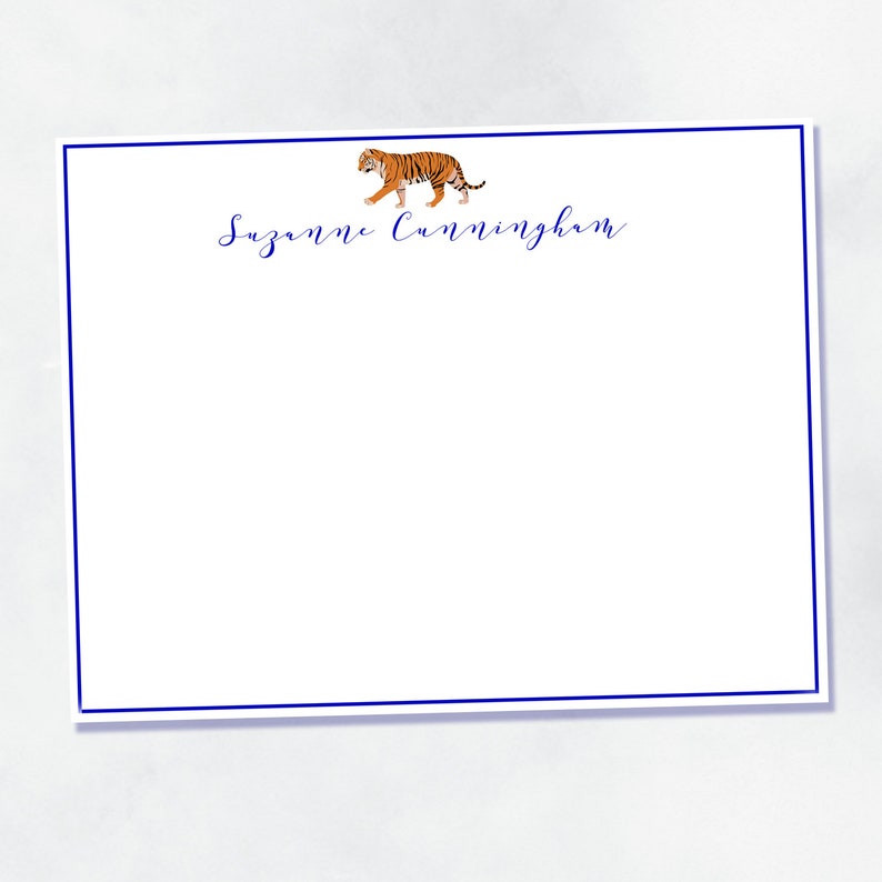 Tiger Note Cards Flat Note Cards Personalized Note Cards - Etsy