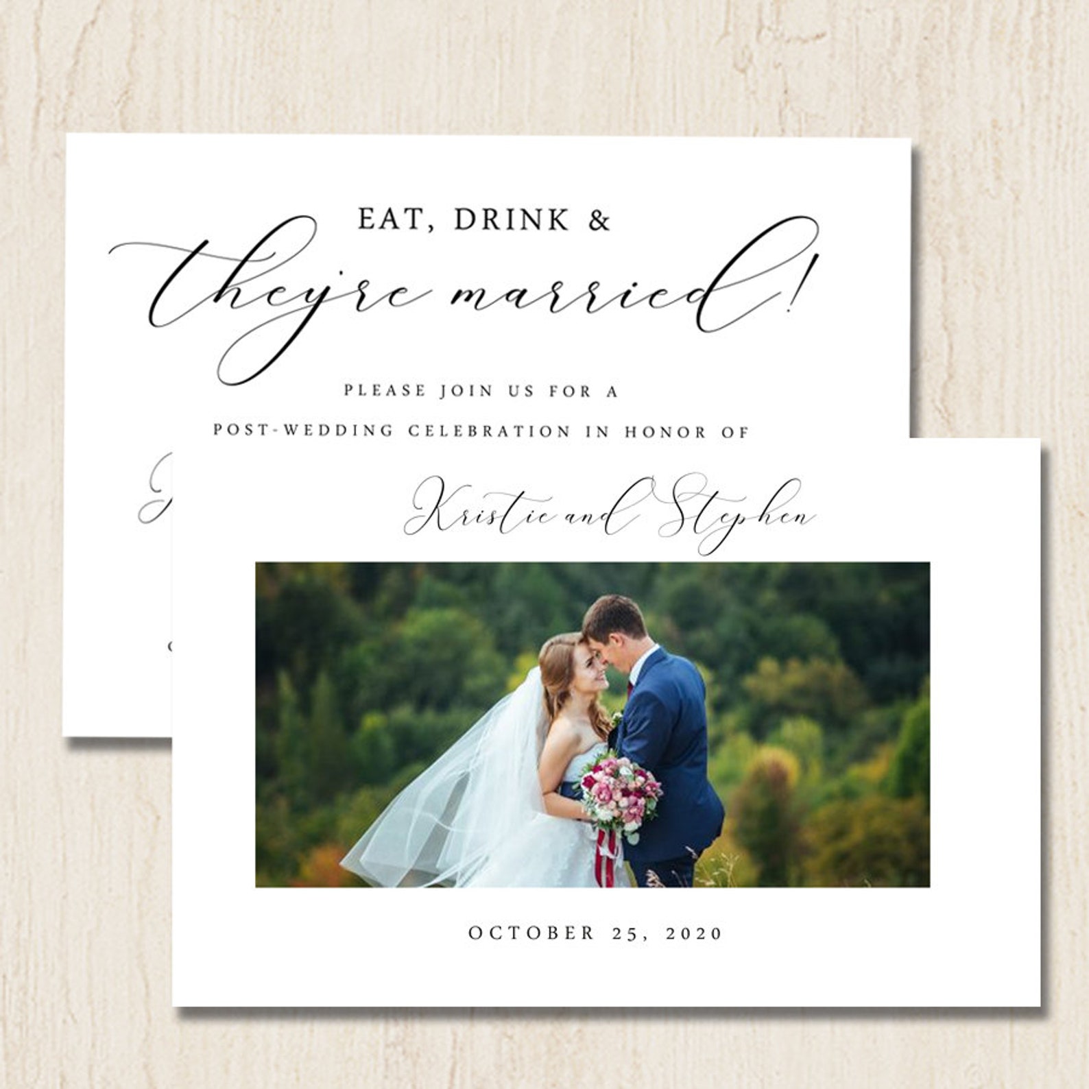 Post Wedding Invitation - Wedding Photo Invitation - Wedding Party ...