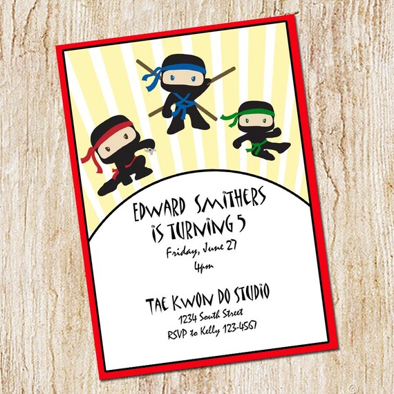 Ninja Invitation Boy's Birthday Invitation Digial File | Etsy