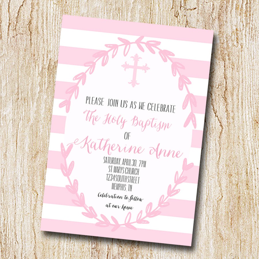 Baby Girl Baptism Invitation Digital File Christening Baby | Etsy