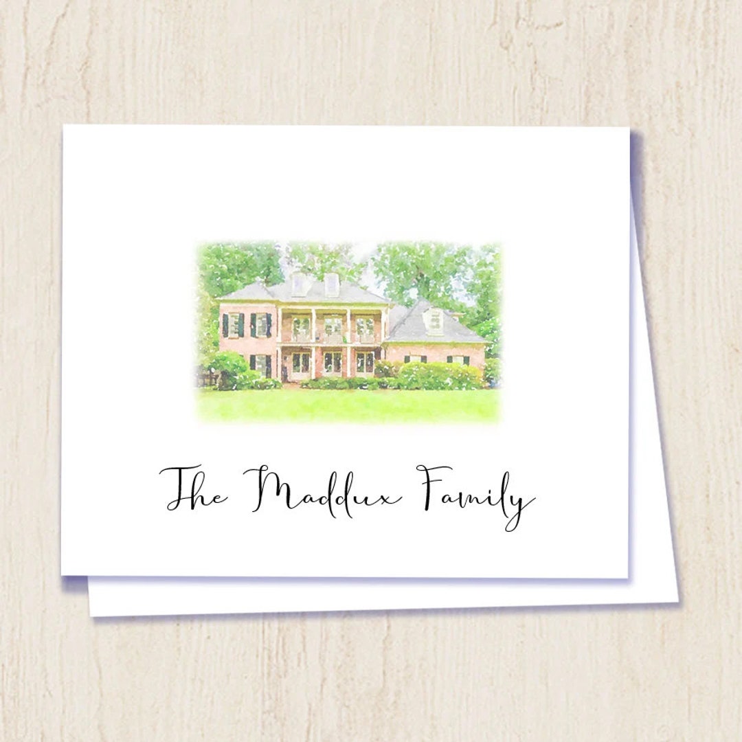 Family Note Card - Folded - Personalized Family Note Cards - Watercolor ...
