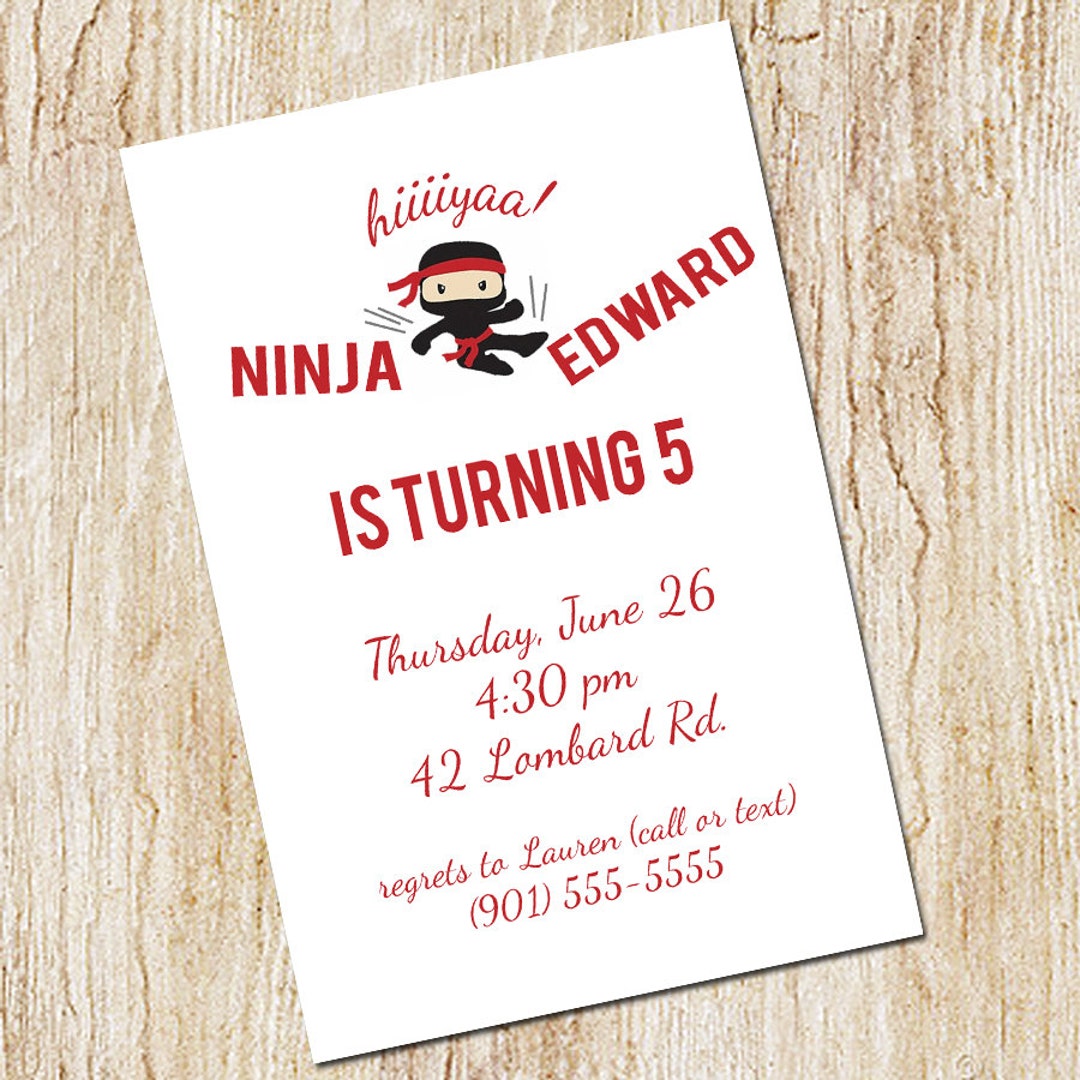 Ninja Invitation- Boy's Birthday Invitation- Digial File, Print ...