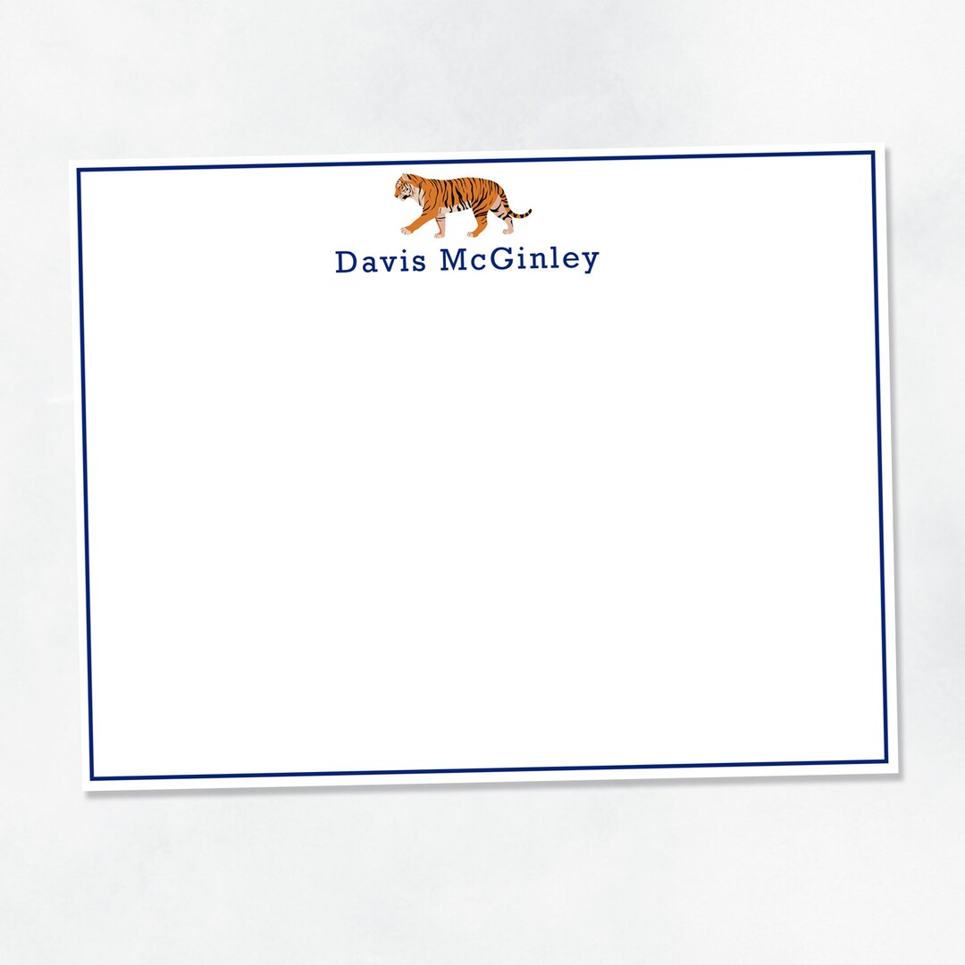Tiger Note Cards - Flat Note Cards - Personalized Note Cards ...