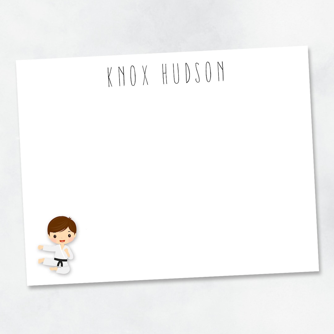 Karate Note Card - Karate Stationery - Taekwondo Note Card - Flat Note ...